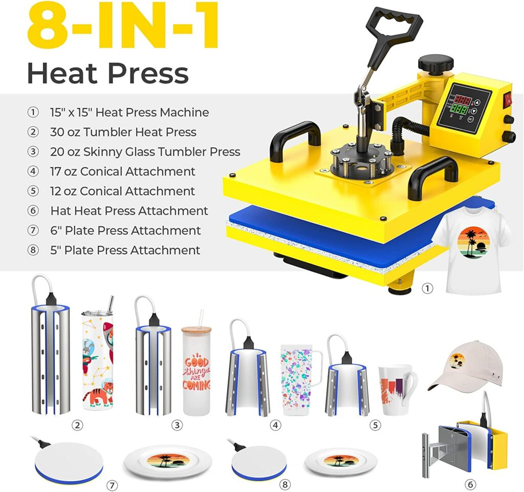 EnjoyColor Multifunction Heat Press Machine – Professional Tumbler Heat ...